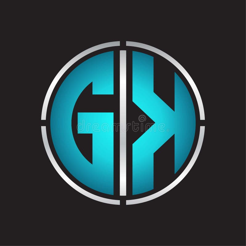 Gk G K Blue Line Circle Alphabet Letter Logo Icon Template Vector ...