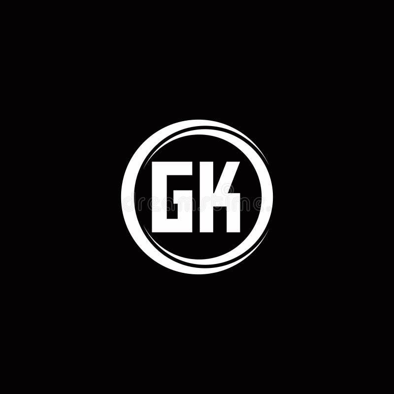 GK Logo Initial Letter Monogram with Circle Slice Rounded Design ...