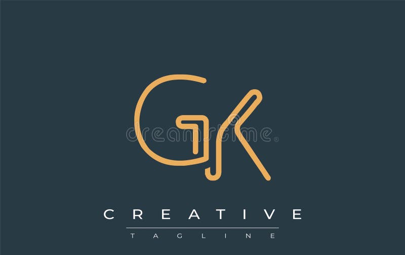GK Minimalistic Line Art Logo Design with Abstract Lettering Stock ...