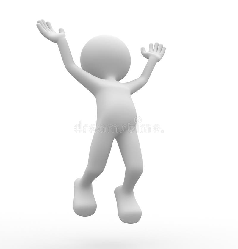 Glücklicher Mensch 3d Springt Auf Weißen Hintergrund Stock Abbildung ...
