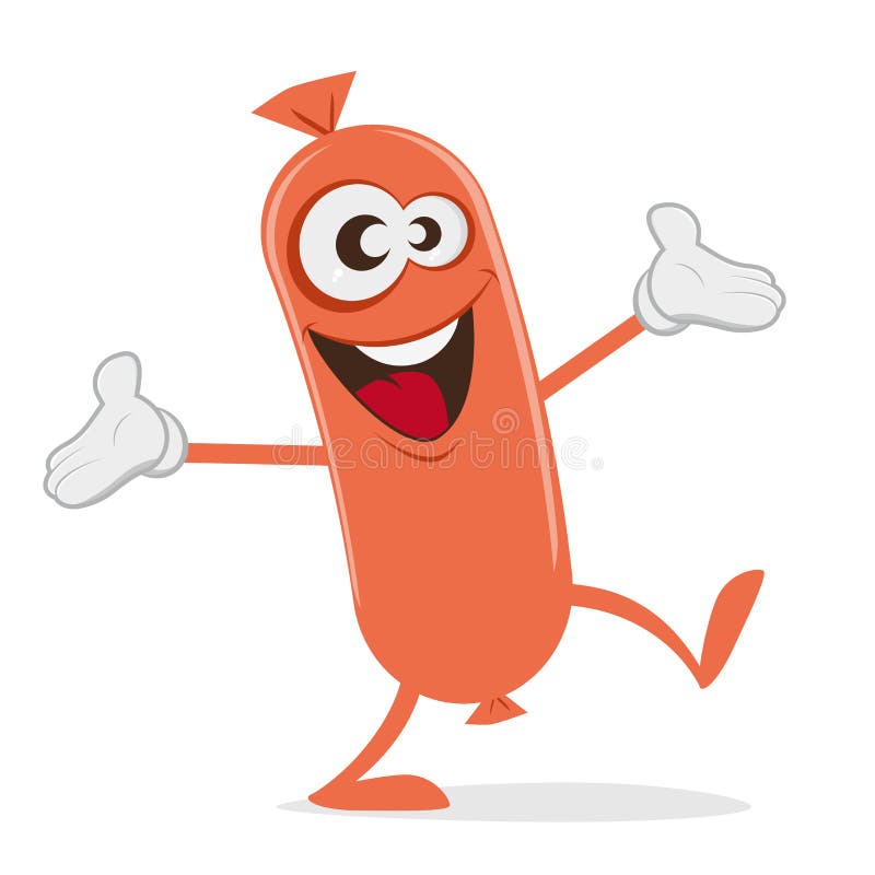 Glückliche Wurst in Einem Ausweis Vektor Abbildung - Illustration von ...