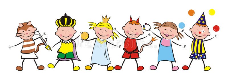 Glückliche Kinder Und Karneval Vektor Abbildung - Illustration von ...