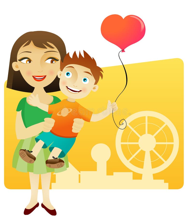 Dargestellte Mutter Und Kind Vektor Abbildung - Illustration von ...