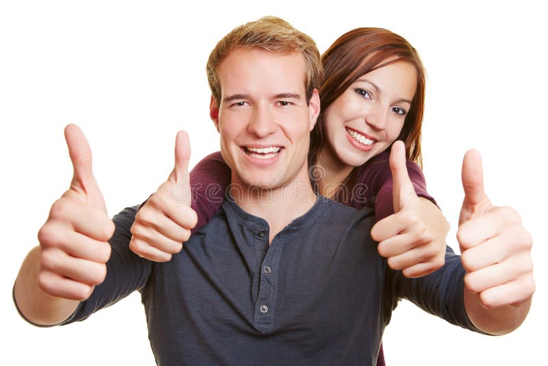 Glückliche Siegerpaare, Die Daumen Halten Stockbild - Bild von sieger ...