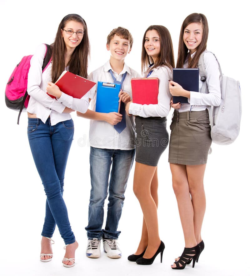 Zusammengesetztes Bild Von Den Studenten, Die Ordner am Collegekorridor ...