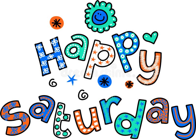 Glücklicher Samstag-Karikatur-Text Clipart Stock Abbildung ...