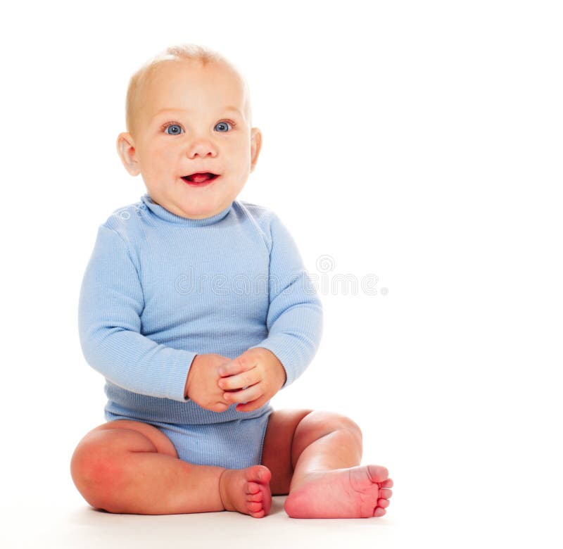 Baby, Das Seitlich Sitzt Und Schaut Stockfoto - Bild von kind, porträt ...