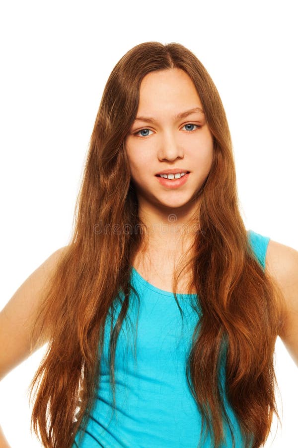 Glückliches Jugendlich Mädchen Stockfoto - Bild von positiv, blau: 29122578