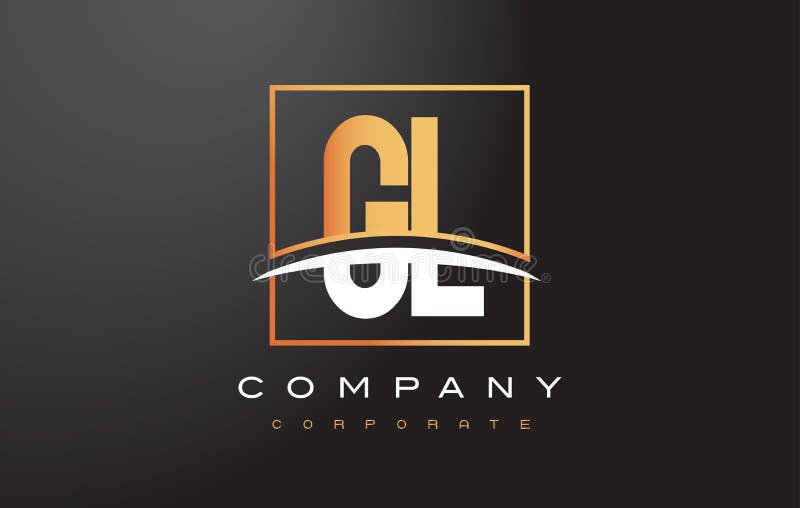 GL G L Golden Letter Logo Design with Gold Square and Swoosh. Stock ...