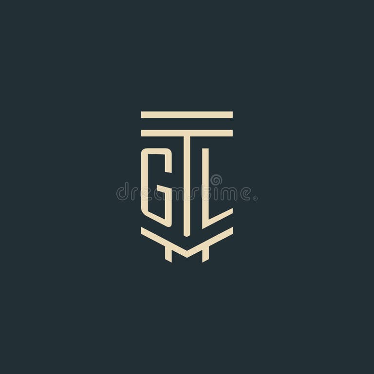 GL Initial Monogram with Simple Line Art Pillar Logo Designs Stock ...