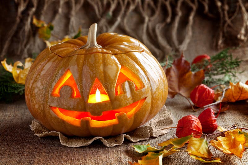 Glödande Halloween Pumpa Fotografering för Bildbyråer - Bild av pumpa ...