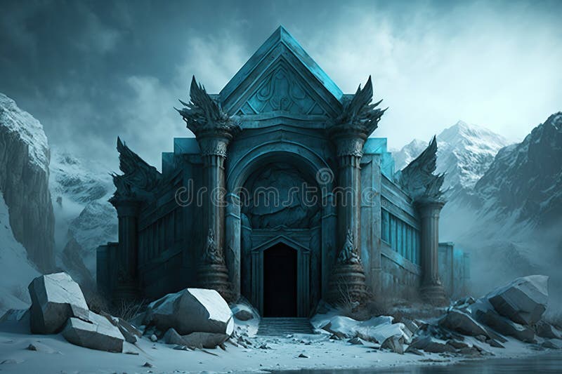 Glacial Architectural Hell Temple Stock Illustration - Illustration of ...