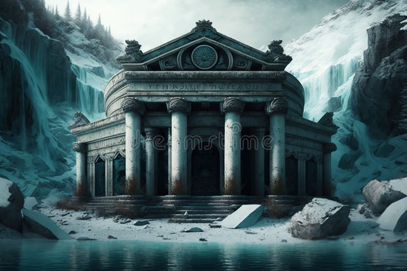 Glacial Architectural Hell Temple Stock Illustration - Illustration of ...