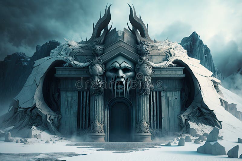 Glacial Architectural Hell Temple Stock Illustration - Illustration of ...