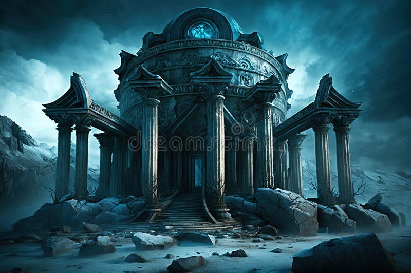 Glacial Architectural Hell Temple Stock Illustration - Illustration of ...