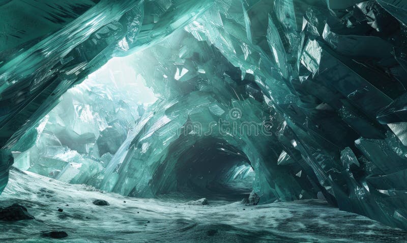 Underground Glacial River Flowing through Ice Cave Stock Image - Image ...