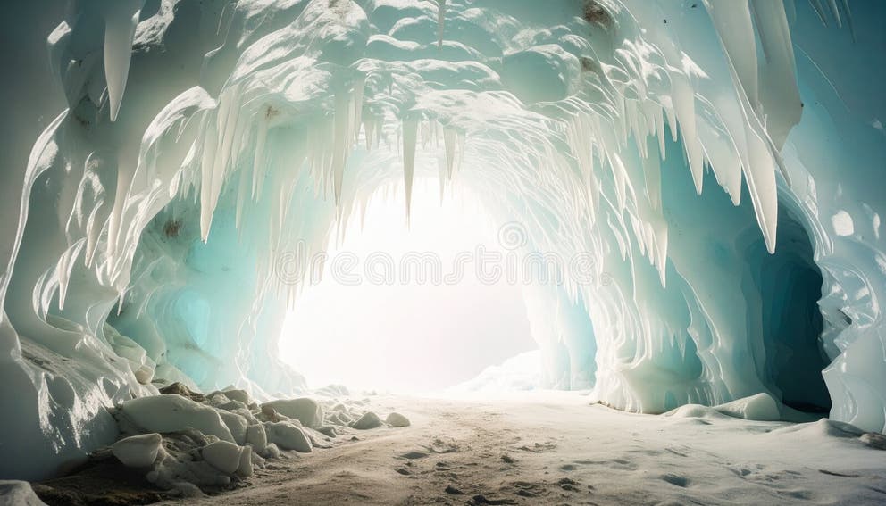 Glacial Ice Caves with Air Bubble. Background Concept. Generated Image ...
