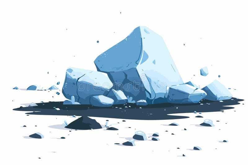 Glacial Ice Chunks on Black Sand Shore Isolated Illustration Stock ...