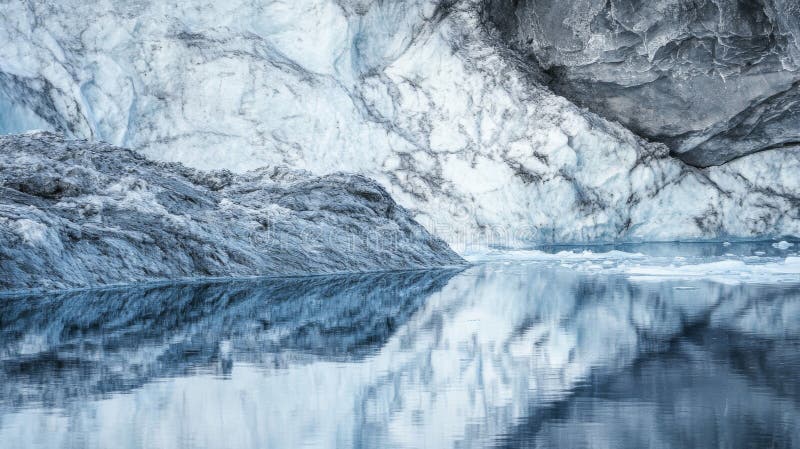 Glacial Ice Reflecting in Calm Water Stock Illustration - Illustration ...