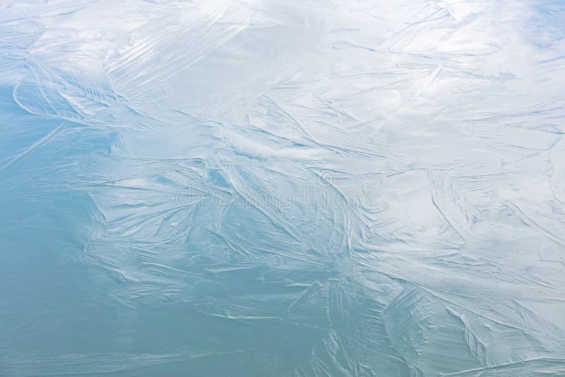 Glacial Ice Surface of Frozen Lake. Beautiful Patterns on Ice Closeup ...