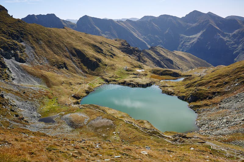 Glacial Lake between Mountains Stock Photo - Image of panorama, nature ...