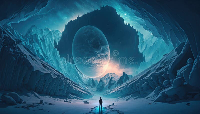 Glacial Magic in a Mystic Fantasy World. Generative AI Stock ...