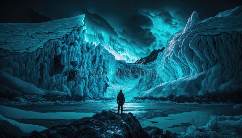 Glacial Magic in a Mystic Fantasy World. Generative AI Stock ...