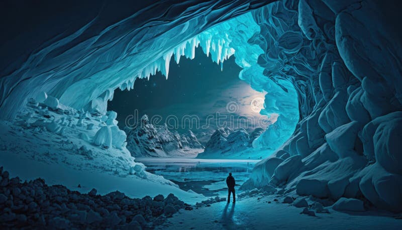 Glacial Magic in a Mystic Fantasy World. Generative AI Stock ...