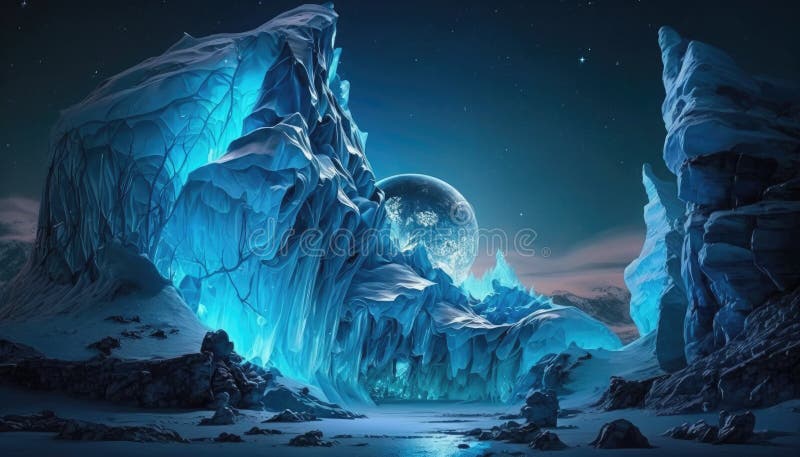 Glacial Magic in a Mystic Fantasy World. Generative AI Stock ...