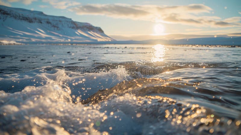 The Glacial River Sparkling Under the Warm Rays of the Sun Despite the ...