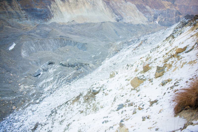 Glacier at Abyss on Mountain Annapurna Base Camp Stock Image - Image of ...