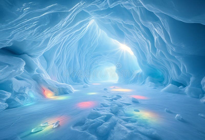Glacier cave with snow stock illustration. Illustration of earth ...