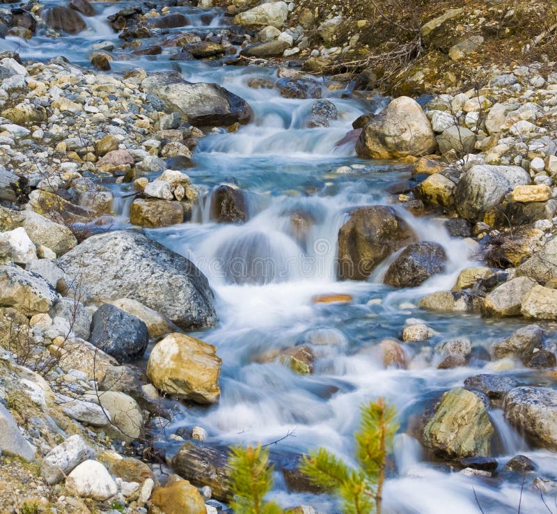 Glacier Creek Flowing Water Stock Image - Image of creekbed, freshwater ...