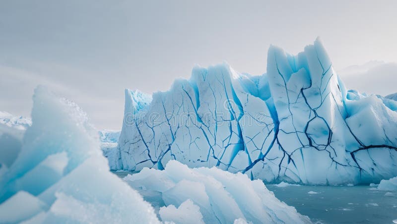 Glacier with Deep Blue Cracks in Natural Ice Texture Stock Photo - Image of therapy, blue: 371949640
