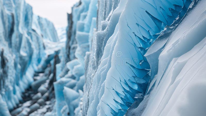 Glacier with Deep Blue Cracks in Natural Ice Texture. Stock Photo ...