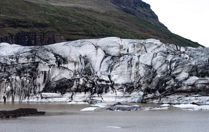 Glacier Details with Ash in the Ice - Iceland Stock Photo - Image of ...