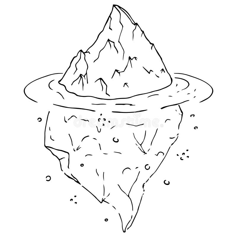 Vector of an Iceberg. Glacier Hand Drawn. Melting Iceberg. Concept of ...