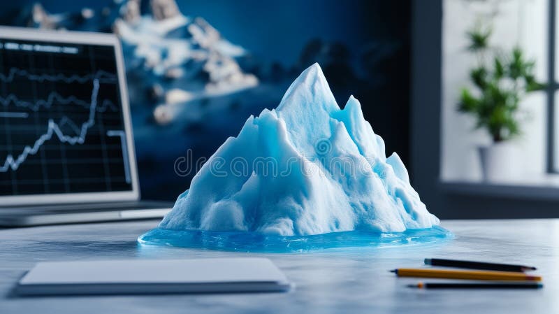 Glacier Ice Flow on Cold Desk Tracking Station Iceberg Model on a Desk ...