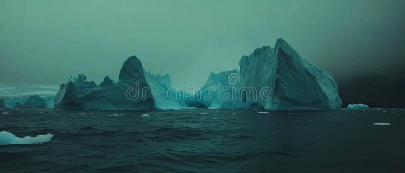 Glacier Ice Formations Calving Dramatically into Cold Blue Ocean Waters ...
