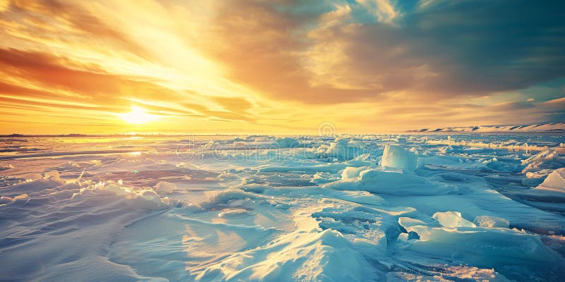 Earth Warm Effect Ocean and Glacier Iceberg Melt Stock Illustration ...