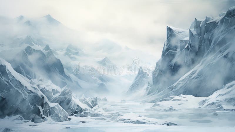 Glacier: an Icy Landscape Artwork for Art Project Stock Illustration ...