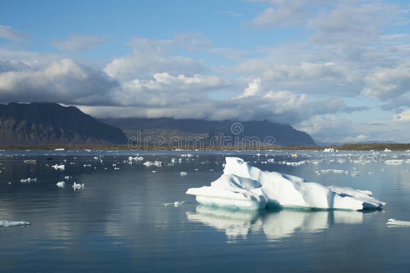 Glacier Lagoon Landscape with Blue Ice in Iceland Stock Image - Image ...