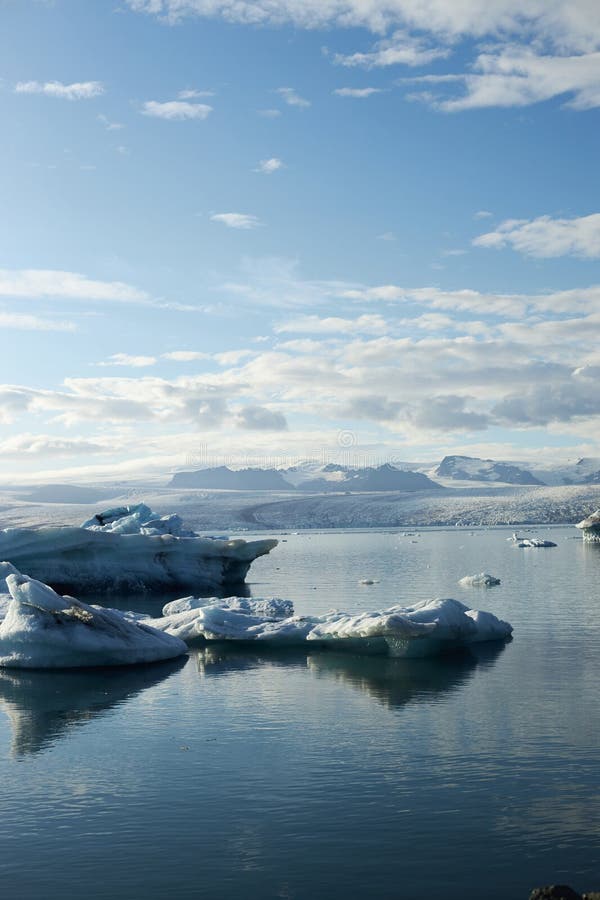 Glacier Lagoon Landscape with Blue Ice in Iceland Stock Image - Image ...