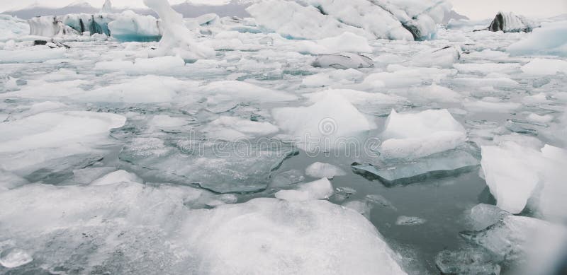 Glacier Lake Full of Large Blocks of Ice Stock Image - Image of blue ...