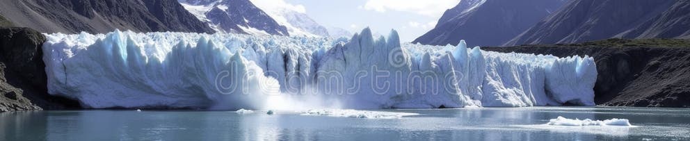 Glacier with Melting Ice and a Waterfall in the Background, Granite ...