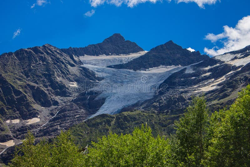 Glacier among the Mountains of the North Caucasus. Stock Photo - Image ...