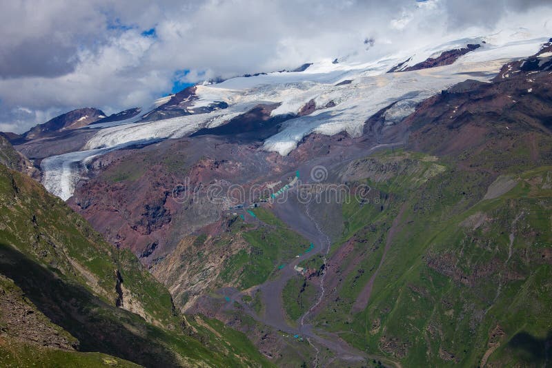 Glacier among the Mountains of the North Caucasus. Stock Photo - Image ...