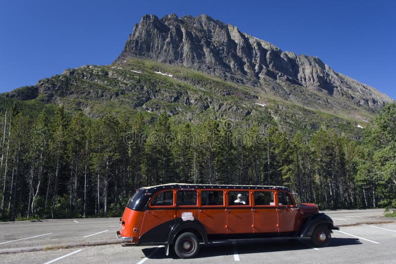 Glacier NP Tour Bus stock photo. Image of mountain, mountains - 2892456