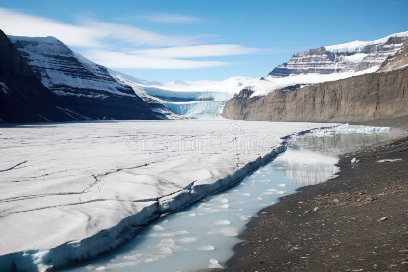 Glacier Recession in a Mountainous Region Stock Illustration ...