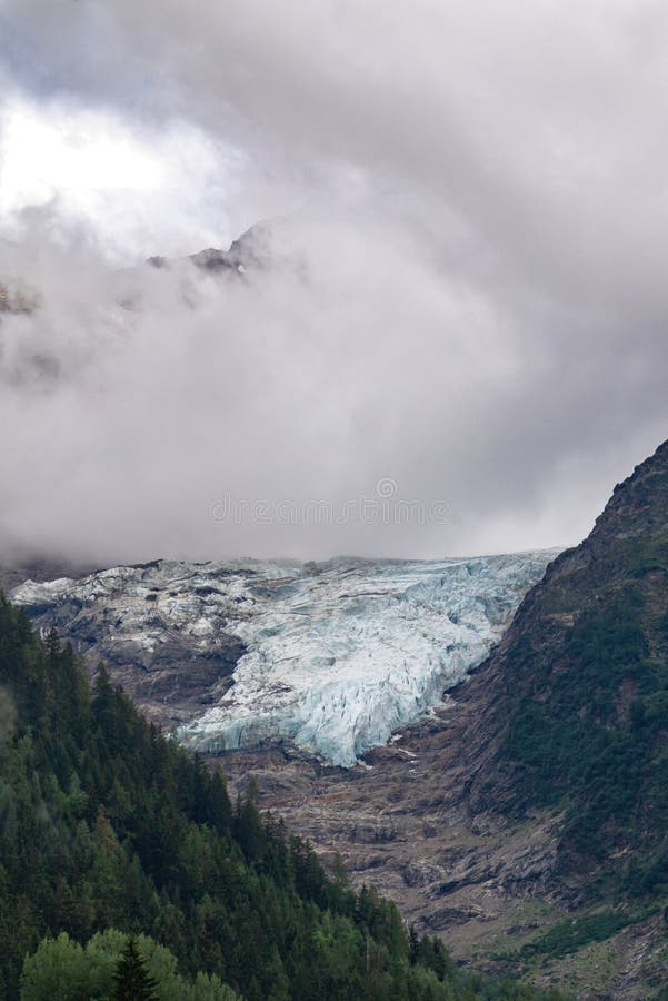 Glacier on the Slope of the Mountain Stock Photo - Image of cloud ...